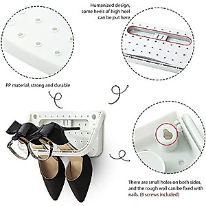 LÜZHONG 6Pcs Wall Mounted Shoes Rack, Folding Hanging Shoe Shelf Space Saver for Shoes Storage Rack Without Drilling Removable Plastic Shoe Holder for Entryway Over The Door Shoe Hangers Organizer