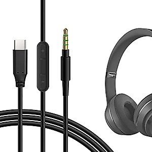 GEEKRIA USB-C Digital to Audio Cable with Mic Compatible with Beats Studio Pro, Studio3 Wireless, Solo3 Wireless, Studio2 Wireless Cable, Replacement Type-C Aux Audio Cord (4 ft / 1.2 m)