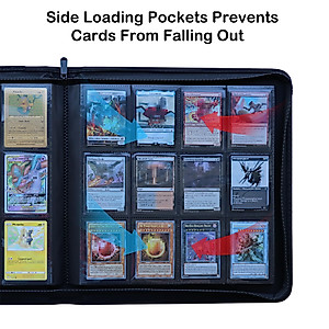 Rayvol Premium 12-Pocket 720 Card Binder, Ringless Trading Card Album Folder - Side Loading UltraSonic-12720 Tech Zip Binder for TCG -Black