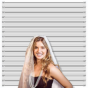 Mugshot Photo Booth Backdrop Banner - 6x6ft, Wide Enough for Everyone, Accurate Measurements for Bachelorette Party, Girls Night Out, Height Charts