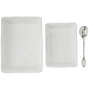 Mud Pie Farmhouse Inspired Set of 2 Serving Spoon Baking Dish Set, One Size, White