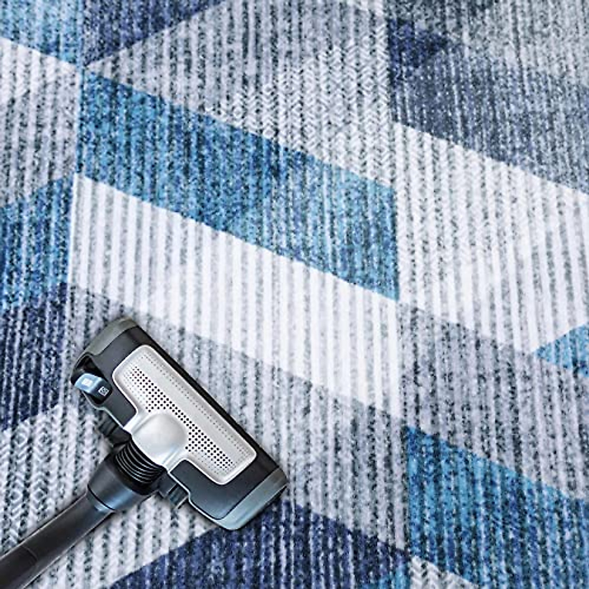 Zacoo Abstract Area Rug, Geometric Diamond Lattice Rug Moroccan Modern Area Rug Bedroom Rug Low Pile Small Throw Carpet for Living Room Dining Room Nursery, Navy/Grey, 4 x 6 Feet