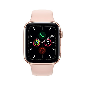 Apple Watch Series 5 (GPS, 44MM) - Gold Aluminum Case with Pink Sand Sport Band (Renewed)