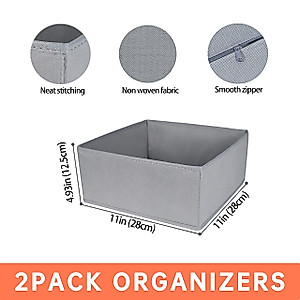 NAC HOOH Bra Organizer 2Pack Drawer Organizers Clothes Underwear Drawer Organizer Foldable Closet Organizers and Storage Dresser Drawer Dividers for Clothes Socks Scarves Towels Ties (2 PACK Gray)