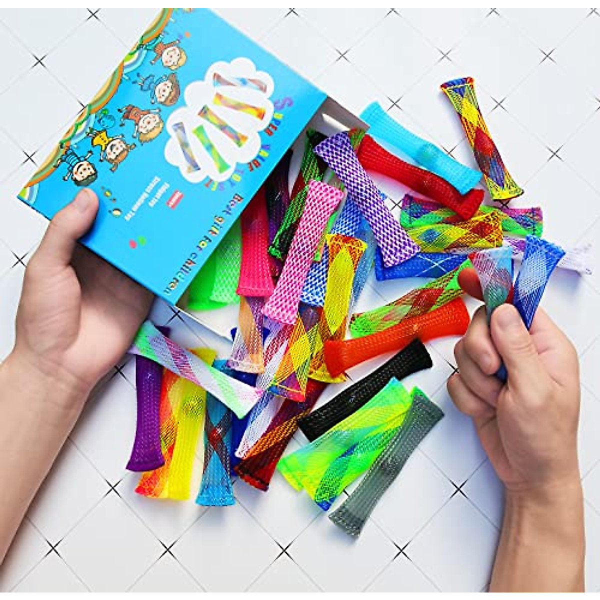 44 Pcs Mixed Color Marble Mesh FIDGET TOY Stress Relieve toy, Focus Enhance, Relieves Stress and Increase Focus for Adults and Children, has helped with ADHD ADD OCD Autism