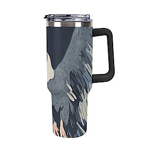Flying Vulture Large Capacity Insulated Car Cup Travel Coffee Mug 40 Oz Reusable Tumblers with Straw and Lid