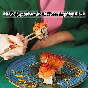 24 Pieces Reusable Kid Training Chopstick Helper for Kids Adults Beginner Learner or Trainers, Plastic Practice Chop Stick Pack, Hinges Connector for Practice Chopstick (Black 24pcs)