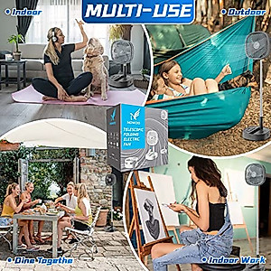 Nenkoo Battery Operated Desk Fan 12500mAh, Portable Oscillating Travel Fan 8", Telescopic Floor Fan 4 Speed, Timing Black Table Fan Adjustable Height 14.6"-40.2" Remote Control Fan Home Outdoor