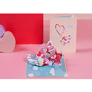 Paper Love 3D Pop Up Card, I Love You Biplane, For Valentines Day, Mothers Day, Birthday, All Occasions, Adult or Kids - 5" x 7" Cover - Includes Envelope and Note Tag