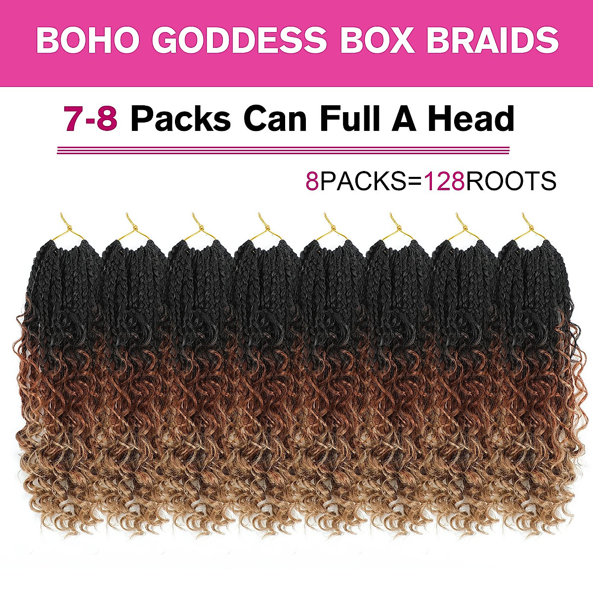 12inch Goddess Box Braids Crochet Hair Crochet Box Braids Curly Ends 3X Bohemian Crochet Box Braids Hair Synthetic Crochet Hair Extensions