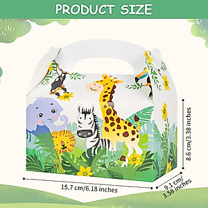 DjinnGlory 36 Pack Safari Woodland Animals Treat Boxes Gable Boxes Party Favor Gift Boxes for Baby Shower, Birthday Party Supplies Decoration, Small Business 6.18 x 3.58 x 3.38 Inches