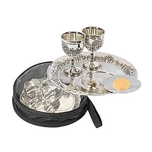 1 X Communion-Set-Silverplated Cups & Plates w/Bag