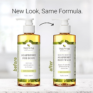 Tree to Tub Unscented Body Wash for Sensitive Skin & Dry Skin - Moisturizing pH Balanced Fragrance Free Body Wash, Hydrating Sulfate Free Body Soap for Women & Men w/Organic Shea Butter, Natural Aloe