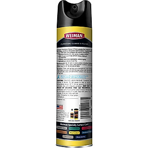 Weiman Wood & Furniture Cleaner & Polish - 12 Ounce - Aerosol Protect Clean Polish Wax Your Wood Tables Chairs Cabinets