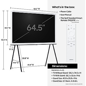SAMSUNG 65-Inch Class The Serif LS01B Series - QLED 4K, I-Shaped Design, Anti-Reflection Matte Display, -Portable Easel -Stand, Ambient Mode+ Smart -TV -w/ Alexa Built-in (QN65LS01BAFXZA,Latest Model)