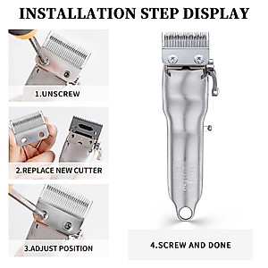 Roziapro Replacement Blade for Hair Clipper Detachable Trimmer Blades Wide Senior Clipper Blades Adjustable Hair Fade Blades 2-Hole Profession Barber Clippers Replacement Blade Set