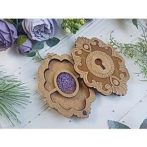 Wooden Embroidery Diamond Painting Accessories Storage Box Beads Organizer with Wooden lid Tray Divider Jewelry Box Needlework Bead Holder (Key)