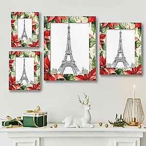 Mardesigns Christmas 11x14 Picture Frame, Red Poinsettia Display Pictures11x14 or 8x10 Photo, Wall Gallery Photo Frames and Tabletop Display Frame
