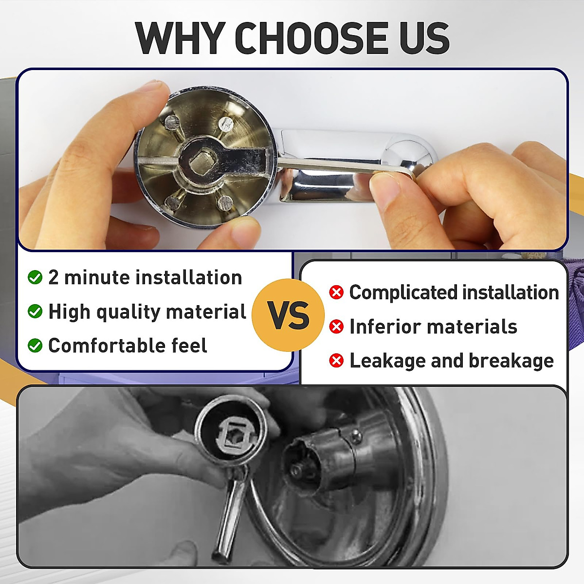 H79 Single Metal Lever Handle Kit - Chrome Finish Compatible with Delta 1300/1400 Series H79 Handle Replacement Part for Delta Tub with Ease- Bathroom Accessories Chrome