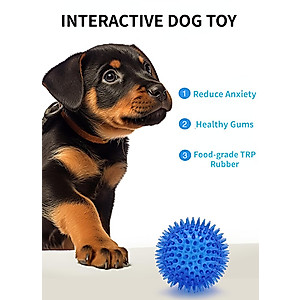 Green Hut 2.5" Squeaky Dog Toy Balls Spike Balls for Pet Spike Ball Toys for Clean Teeth and Training Spiky Dog Balls for Aggressive Chewers 3 Pack