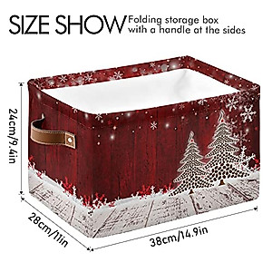 senya Christmas Basket with Handles, Christmas Coffee Tree Red Wooden Foldable Fabric Collapsible Storage Bins Organizer Bag for Storage Toy Clothes, one size x1