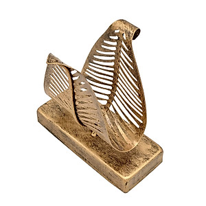 OwlGift Freestanding Modern Napkin Holder with Leaf Design, Tabletop Tissue Dispenser, Countertop Napkin Storage Organizer – Bronze