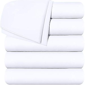 Utopia Bedding Flat Sheets - Pack of 6 - Soft Brushed Microfiber Fabric - Shrinkage & Fade Resistant Top Sheets - Easy Care (Twin, White)
