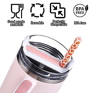 AIERSA 8 Pack Leopard Straw Replacement 40oz for Stanley,Plastic Reusable Straw for Stanley Adventure Quencher Travel Tumbler,Long Straws with Cleaning Brush for Stanley Cup Accessories