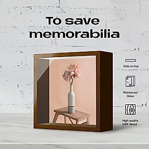 Piggy Banks for Adults, Brown Money Box for Cash Saving, Honeymoon, College, Wedding, Date Night, Vacation Fund Box, Home Decor Memory Shadow Box, 6x6x2 Inches