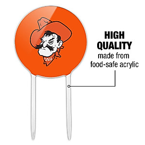 Acrylic Oklahoma State University Cowboy Logo Secondary Cake Topper Party Decoration for Wedding Anniversary Birthday Graduation