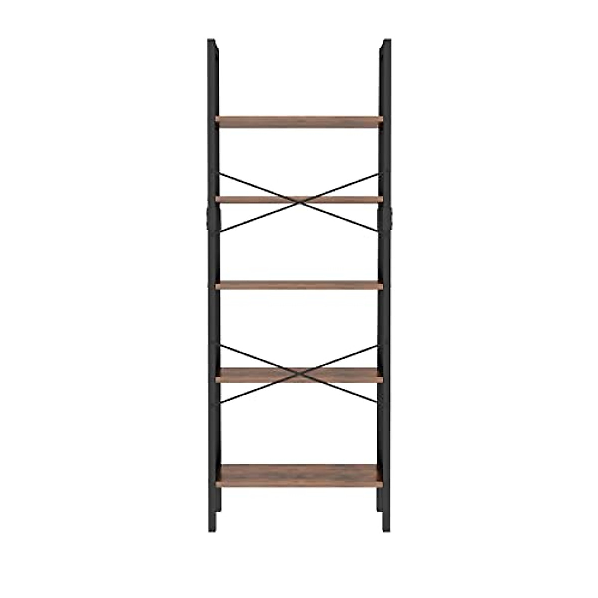 YQ JENMW 5-Tier Bookshelf, Industrial Bookcase and Storage Rack, Wood Look Accent Furniture with Metal Frame Ladder Shelf 13 x 24.8 x 68.9 Inches, for Living Room, Home Office, Kitchen, Bedroom