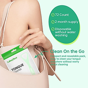 72 Counts Tongue Scrapers, BPA Free Tongue Cleaner Scrapers for Adults & Kids, Plastic Tongue Scrubber with Zipper Bag Great for Oral Hygiene,Easily Fresh Breath On The Go