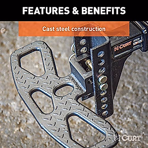 CURT 45909 Folding Hitch Step for Adjustable Channel Mount 17.1 x 8.5 x 2.7 inches