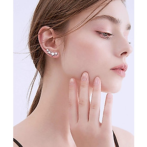 Sterling Silver Star Ear Climber - Hypoallergenic Ear Cuffs Stars Ear Crawler for Women Girls