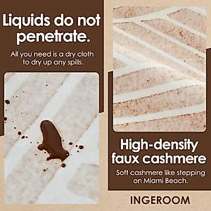 INGEROOM Washable Area Rug, 4x6 Area Rug for Living Room, Soft Area Rug for Bedroom, Modern Design, Stain Resistant Rugs, TPR Anti-Slip Backing, Non Shedding, Geometric Area Rug