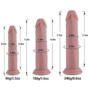 Realistic Dildos Training Set, 3 Sizes(Small Big Large) Anal Plug, G-spot and P-spot for Women, Ballless Design, Suction Cup Silicone Dildo and Hands-Free Life Like Play Fun for Beginners to Advanced