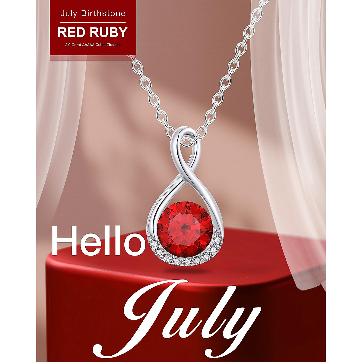 MIDDLUX Infinity Birthstone Necklaces for Women Girl, Stainless Steel, Cubic Zirconia