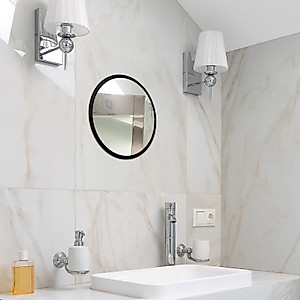 Yookeer Round Black Mirror Set of 4 Sticky Locker Mirror Self Adhesive Acrylic Mirror for Home Bathroom and Locker Accessories,6 Inches