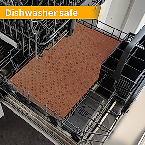 Ptlom Pet Placemat for Dog and Cat, Waterproof Silicone Pet Feeding Bowl Mats for Food and Water, Small Medium Large Dogs Mat Prevent Residues from Spilling to Floor, Brown, 18" 12"