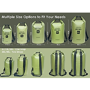 YUMQUA Waterproof Dry Bag Backpack 5L/10L/20L/30L/40L, Roll Top Floating Waterproof Storage Bags for Kayaking, Boating, Swimming, Hiking, Camping and Fishing