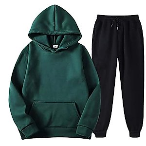 My Orders 2023 Unisex Lounge 2 Piece Sweatsuit Set Mens Oversized Drawstring Sweatshirt Hoodie and Sprots Workout Sweatpants Tracksuit Solid Color Casual Jogger Men's Tracksuits