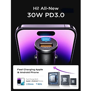 2-Pack USB C Car Charger Fast Charge, 48W Car Cigarette Lighter USB Charger[Mini&Metal], LISEN USBC Fast Car Charger Adapter Compatible with iPhone 14 Pro Max Plus 13 12, iPad Pro, Samsung, Pixel