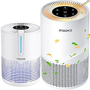 Air Purifiers for Home Large Rooms up to 1200ft², MOOKA H13 True HEPA Air Purifier for Bedroom Pets with Fragrance Sponge, Timer, Air Filter Cleaner for Dust, Smoke, Odor, Dander, Pollen, 2 Packs