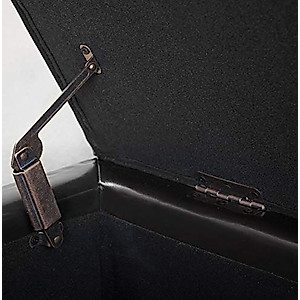 Joveco Storage Ottoman Bench- Faux Leather Tufted Bench Foot Rest (Black Midnight)