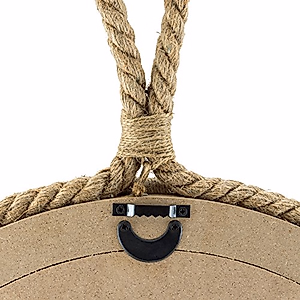 Stonebriar SB-5389A Small Round Wrapped Rope Mirror with Hanging Loop, Vintage Nautical Design, Brown , Tan