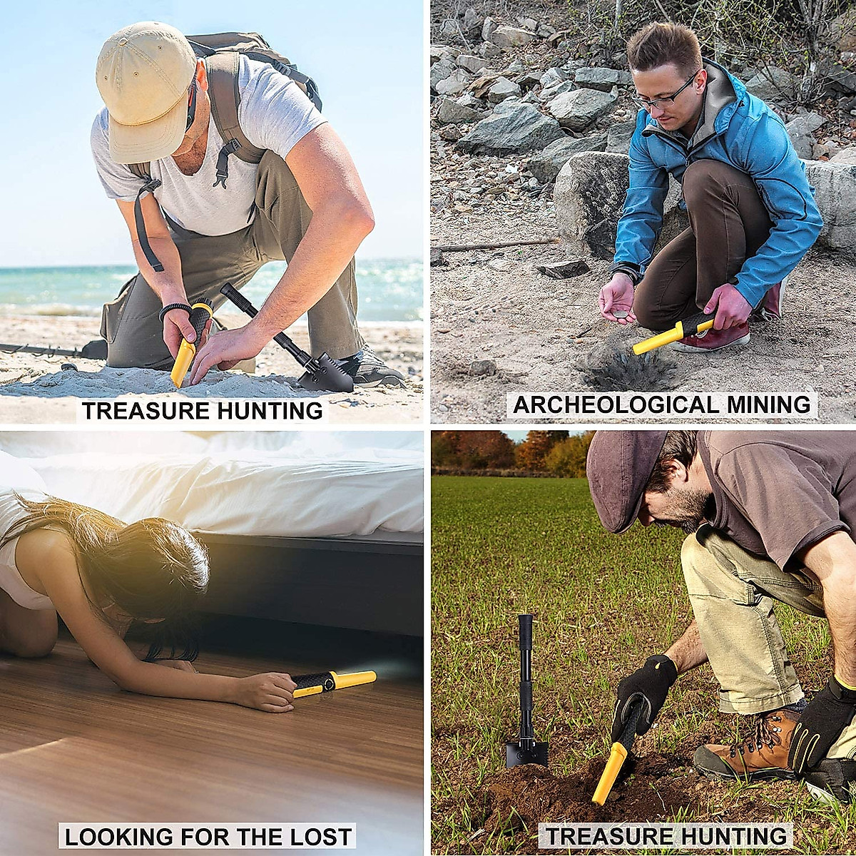 SAKOBS Metal Detector Pinpointer Wand: 5" Detection Depth, IP68 Fully Waterproof, Up to 66 Feet Underwater, 360°Detection Handheld Pin Pointer, 3 Modes (Buzzer, Vibration,Sound) for Adults & Kids