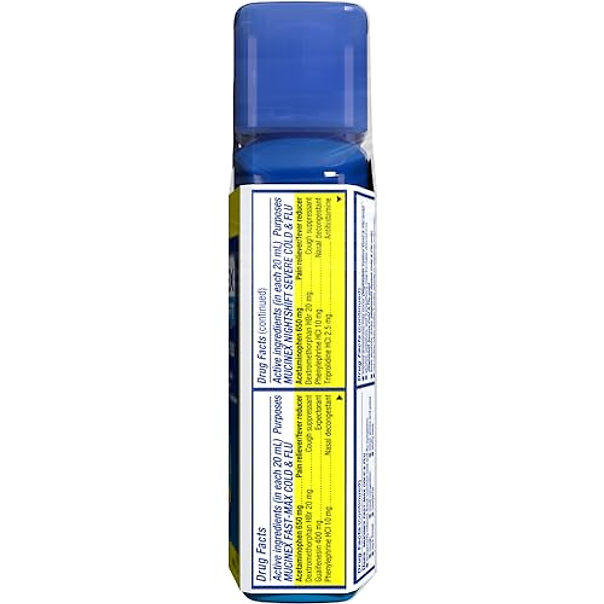 Mucinex Fast-Max Cold and Flu & Nightshift Severe Cold and Flu Medicine for Adults, Over-the-Counter Medication Combo Pack for Sore Throat Relief, Decongestant, Cough & Cold Medicines, 2 x 6 Fl Oz