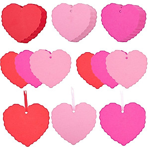 SallyFashion 240PCS Valentines Heart Gift Tags, Pink Paper Tags Heart Shaped Paper Labels for Valentine's Day Mother's Day Anniversary Wedding