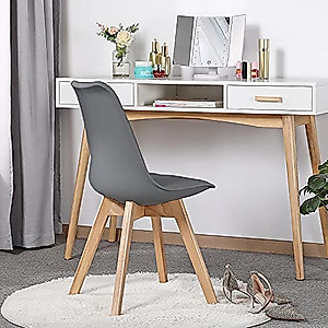 Yaheetech Dining Chairs Accent Chair with Beech Wood Legs Modern Mid Century Eiffel Inspired Chair, Dark Gray, 4Pcs