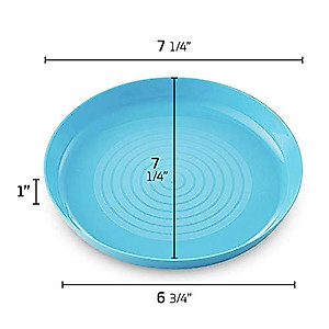 Klickpick Home Kids Plastic Dinner Set 18 Pcs - 6 colors Children Dishes Tumblers Includes Kids Plates Bowls Cups Toddlers Plastic Dinnerware Set Is Reusable Microwave Dishwasher Safe BPA Free